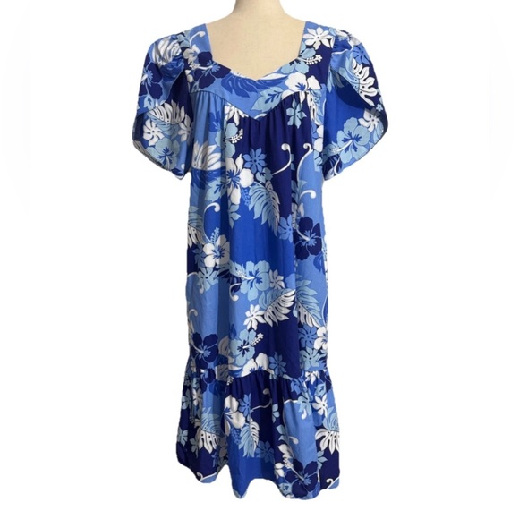 Winnie Fashion | Dresses | Winnie Fashion Hawaiian Dress Blue Hibiscus ...